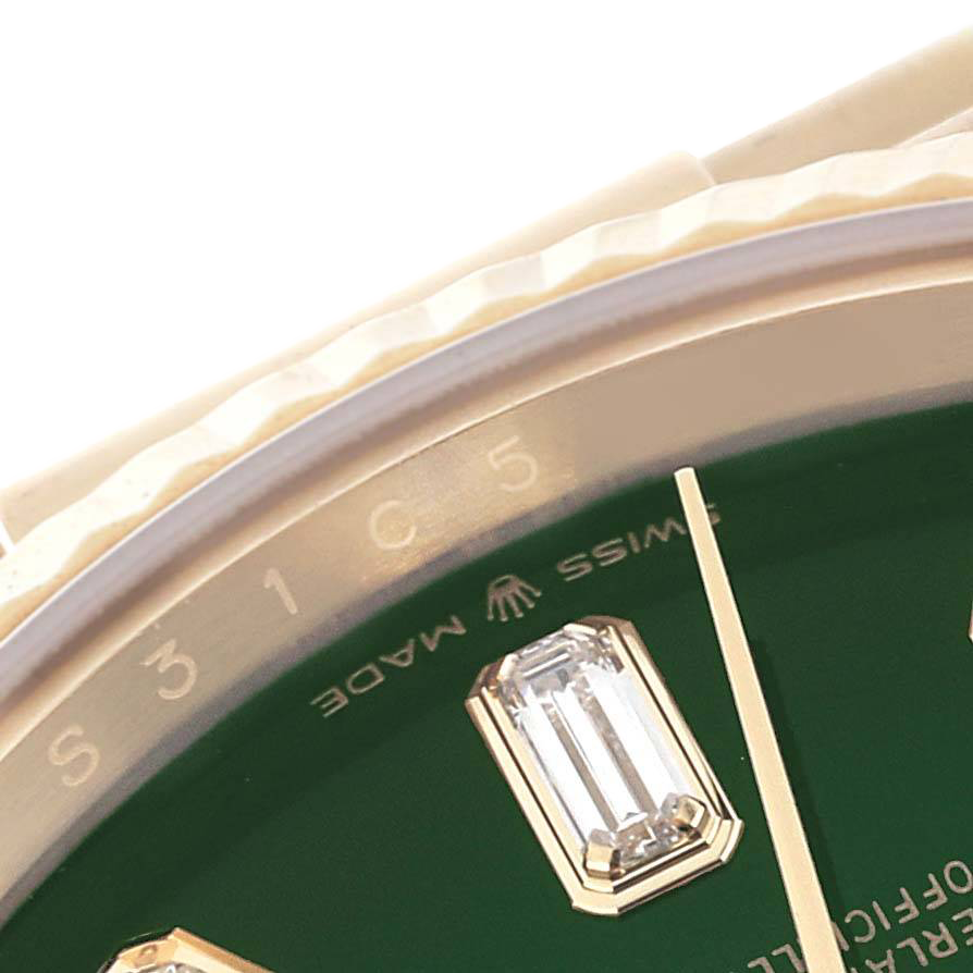 Rolex President Day-Date 36mm Yellow Gold Green Diamond Dial Mens Watch ...