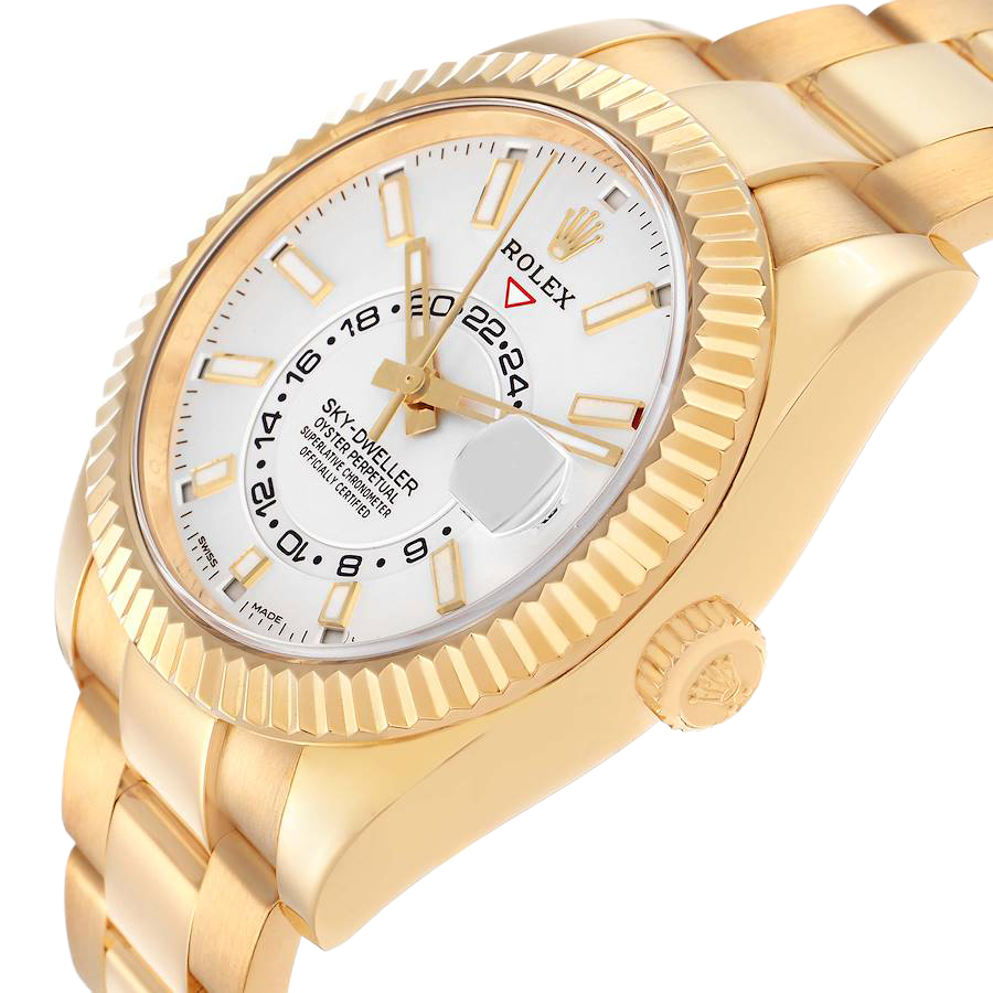 Rolex Sky-Dweller 42mm Yellow Gold White Dial Automatic Mens Watch ...
