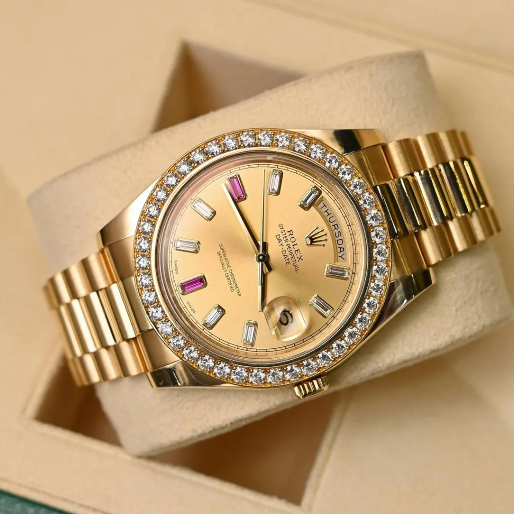 Rolex President Day-date II 41mm 218348 18k Yellow Gold Baguette ...